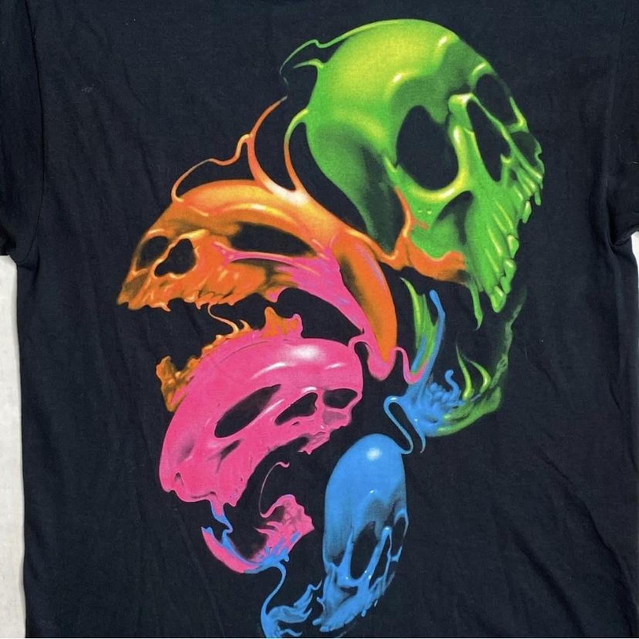 Liquid Blue Liquid Neon Skulls T-Shirt In excellent... - Depop