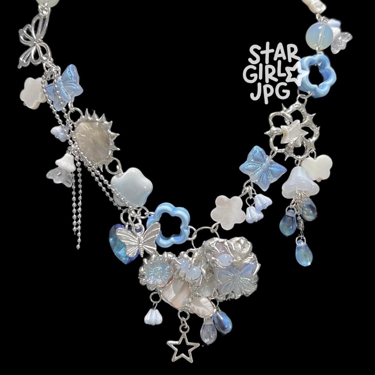 baby blue butterflies necklace :)★ a nearest &... - Depop