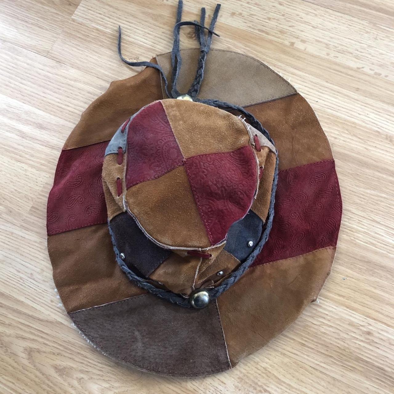 Vintage Suede Patchwork Hat Style: Hippie, Boho,... - Depop