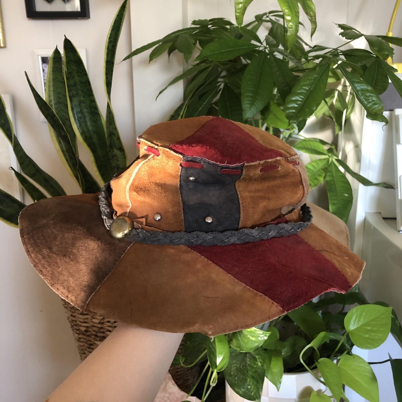 Vintage Suede Patchwork Hat Style: Hippie, Boho,... - Depop