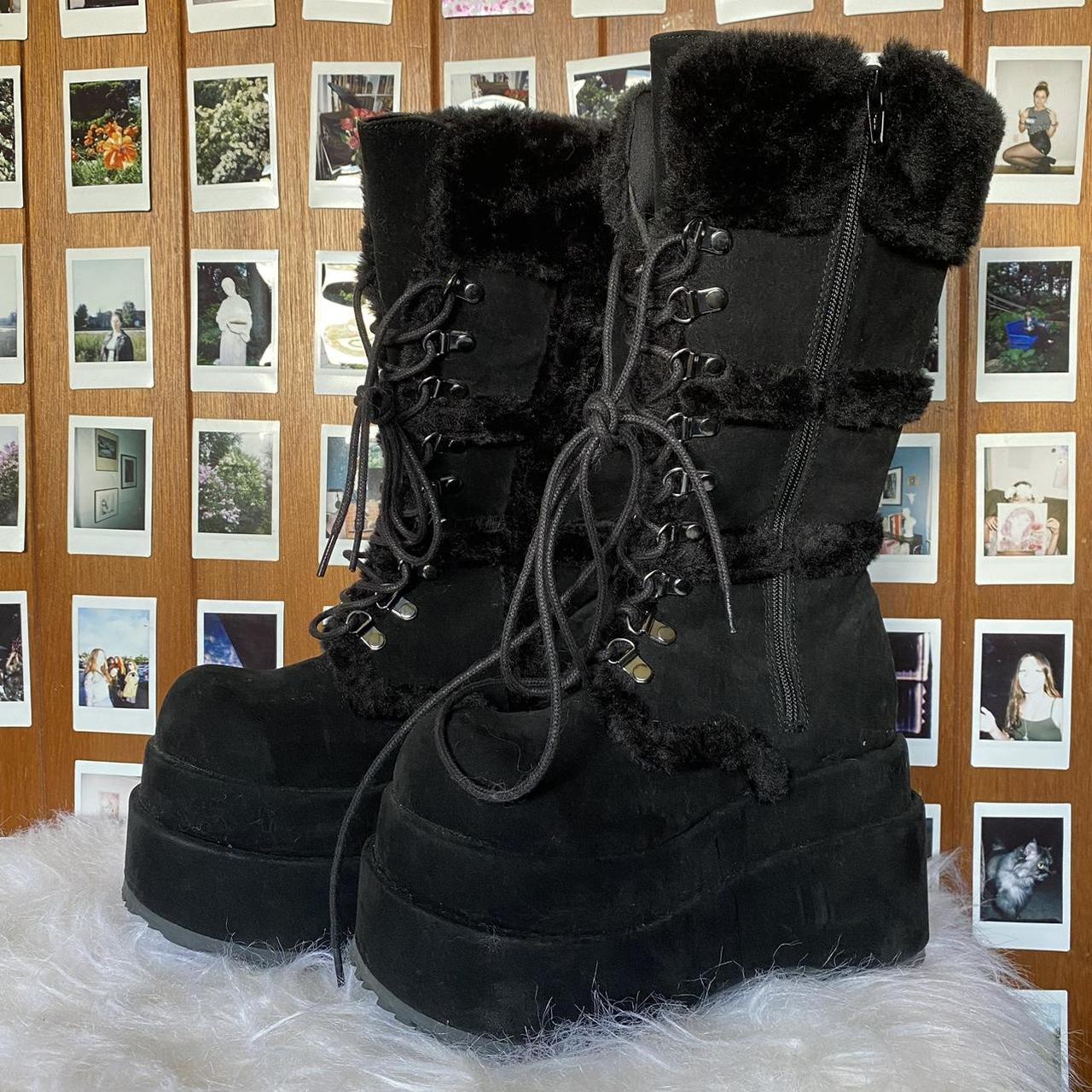 Demonia Bear 202 Fluffy Platform Boots Never worn... - Depop