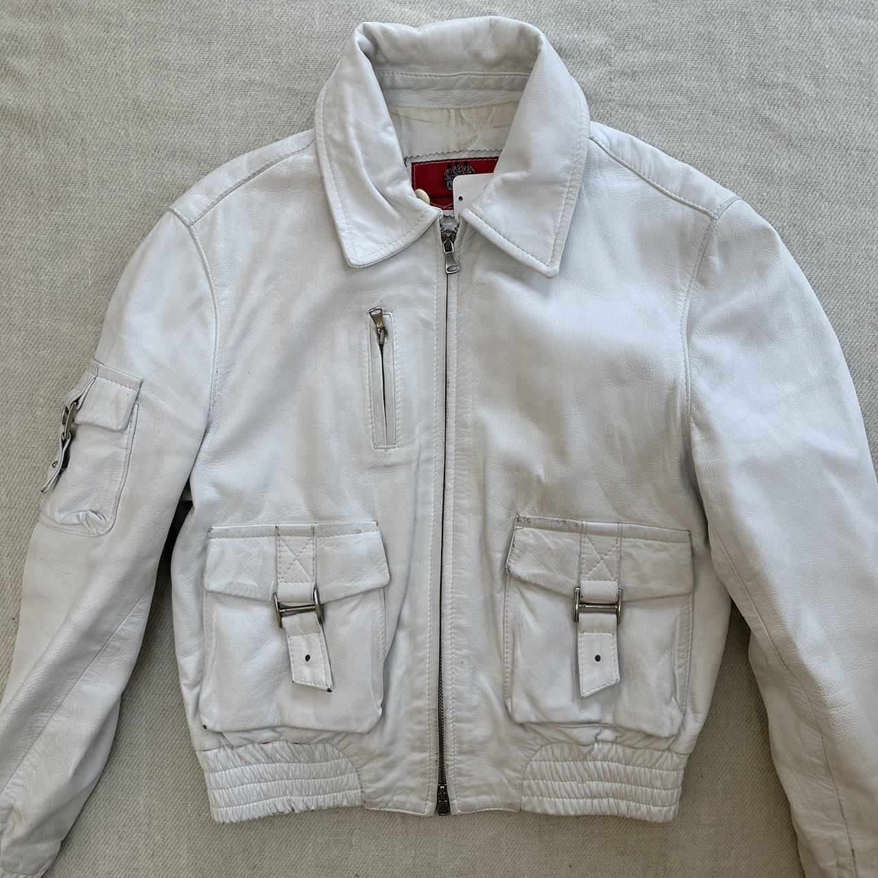 🎄CHRISTMAS SALE🎄 Gorgeous white leather bomber... - Depop