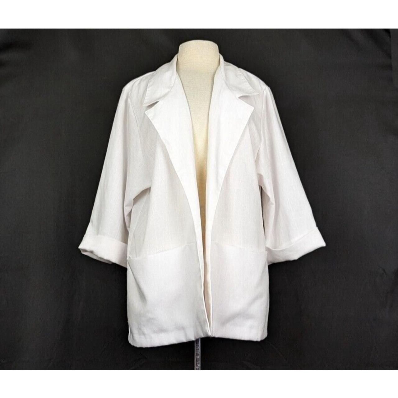 Vintage 80s White Open Front Jacket Item:... - Depop
