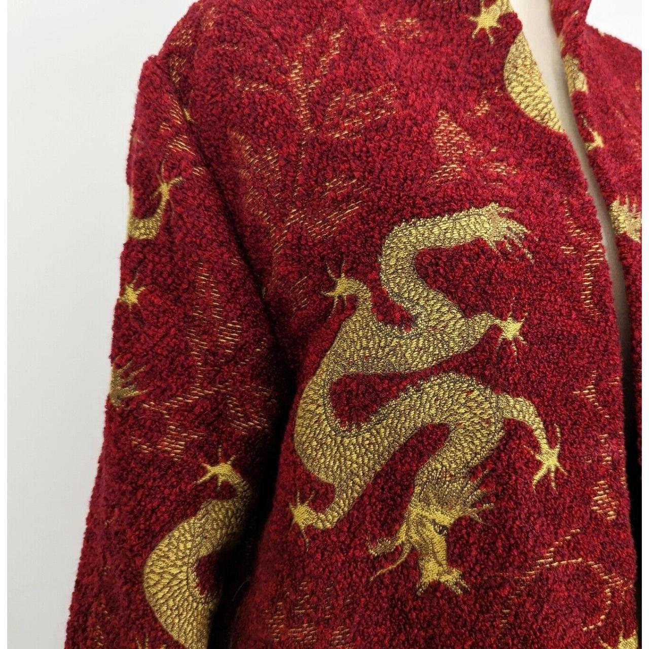 Vintage 90s Red Dragon Tapestry Jacket Item:... - Depop