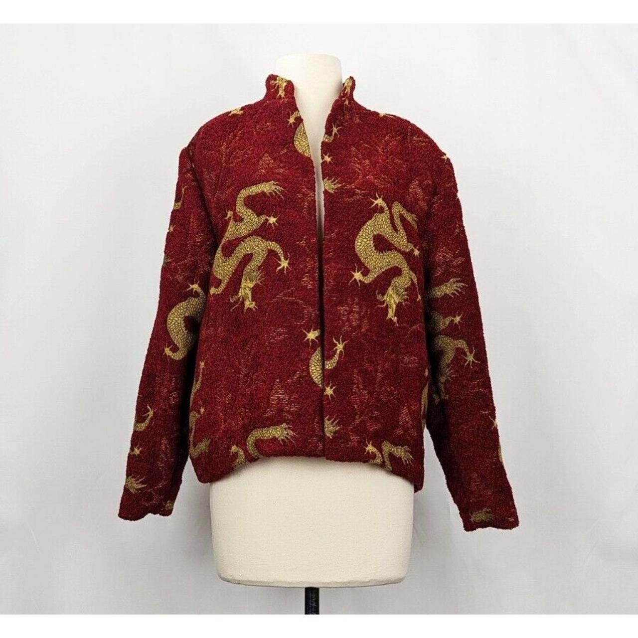 Vintage 90s Red Dragon Tapestry Jacket Item:... - Depop