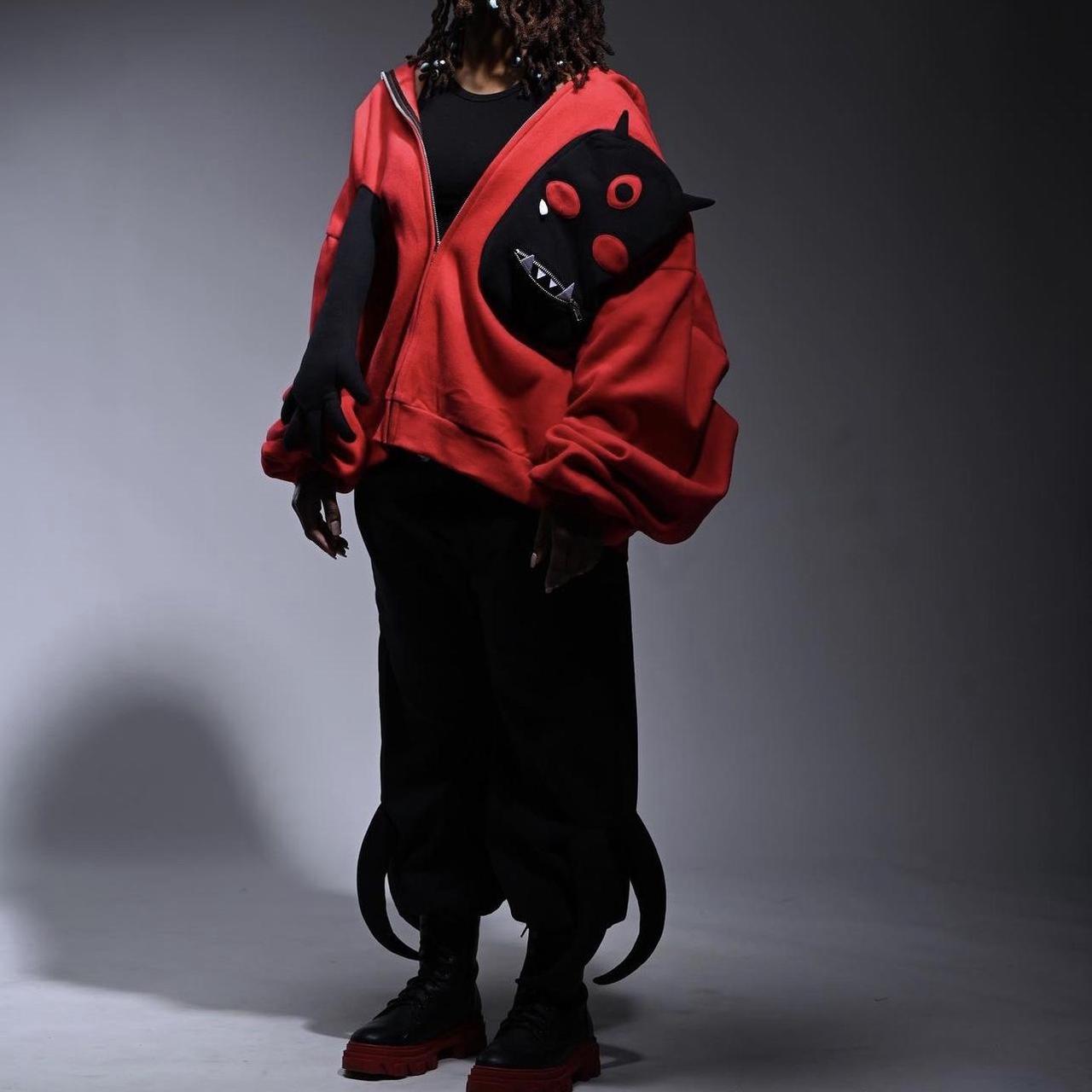 Syckli Red Demon Zip-Up OG Worn once for photos so... - Depop