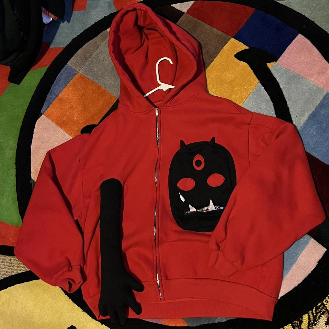 Syckli Red Demon Zip-Up OG Worn once for photos so... - Depop