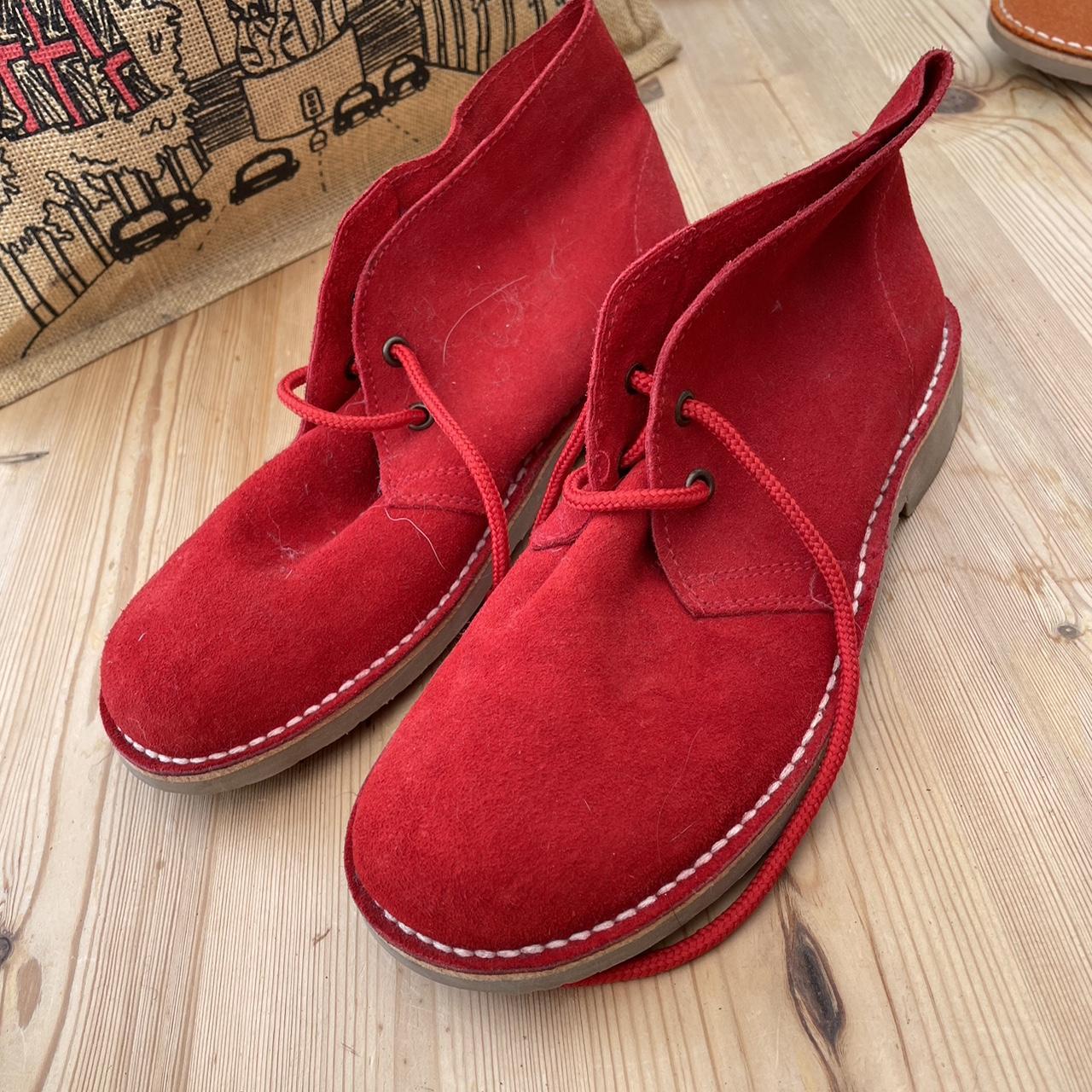 Red desert boots handmade in Spain Size 5 Worn... - Depop