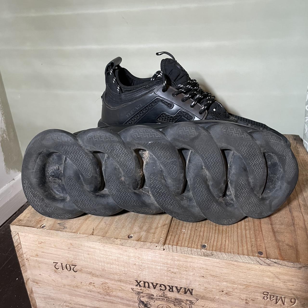Black Versace Chain reaction trainers. 100%genuine.... - Depop
