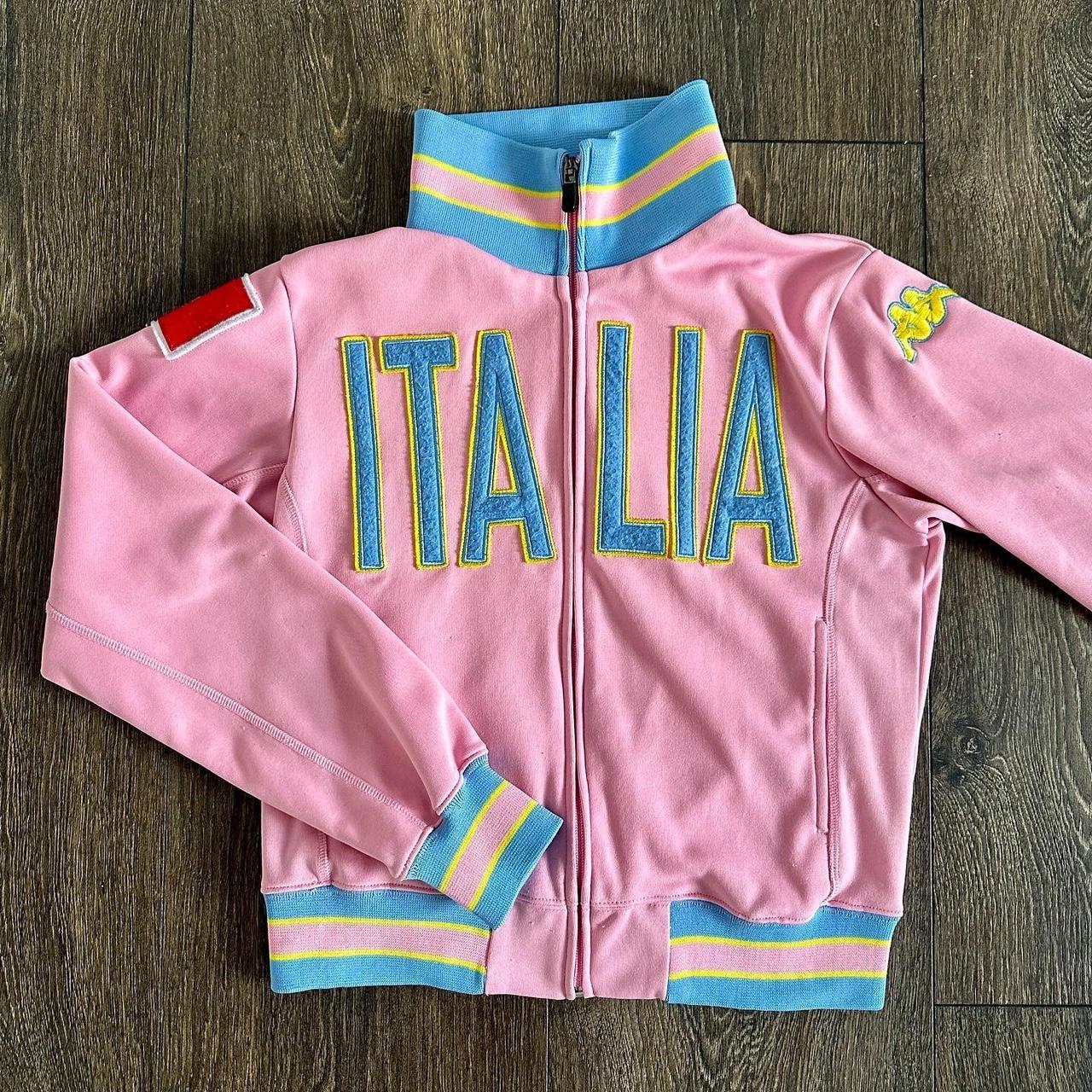 Pink Italia zip up sweater By Kappa Size... - Depop