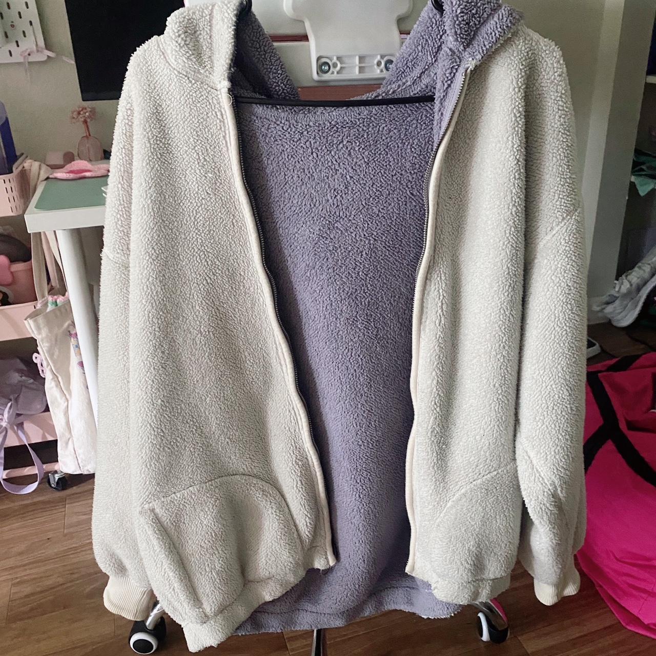 Hollister oversized reversible zipper fluffy... - Depop