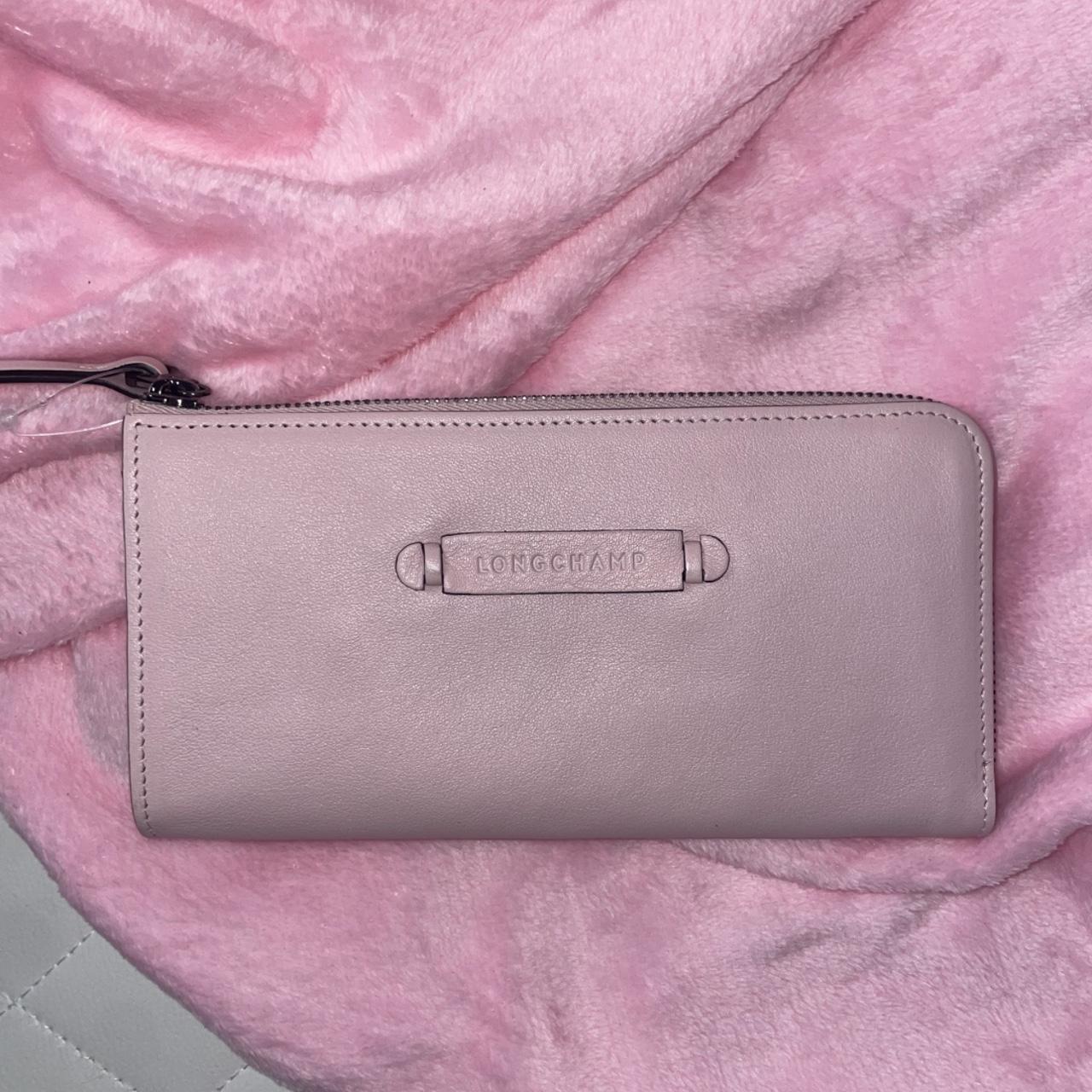 pink Longchamp wallet - Depop