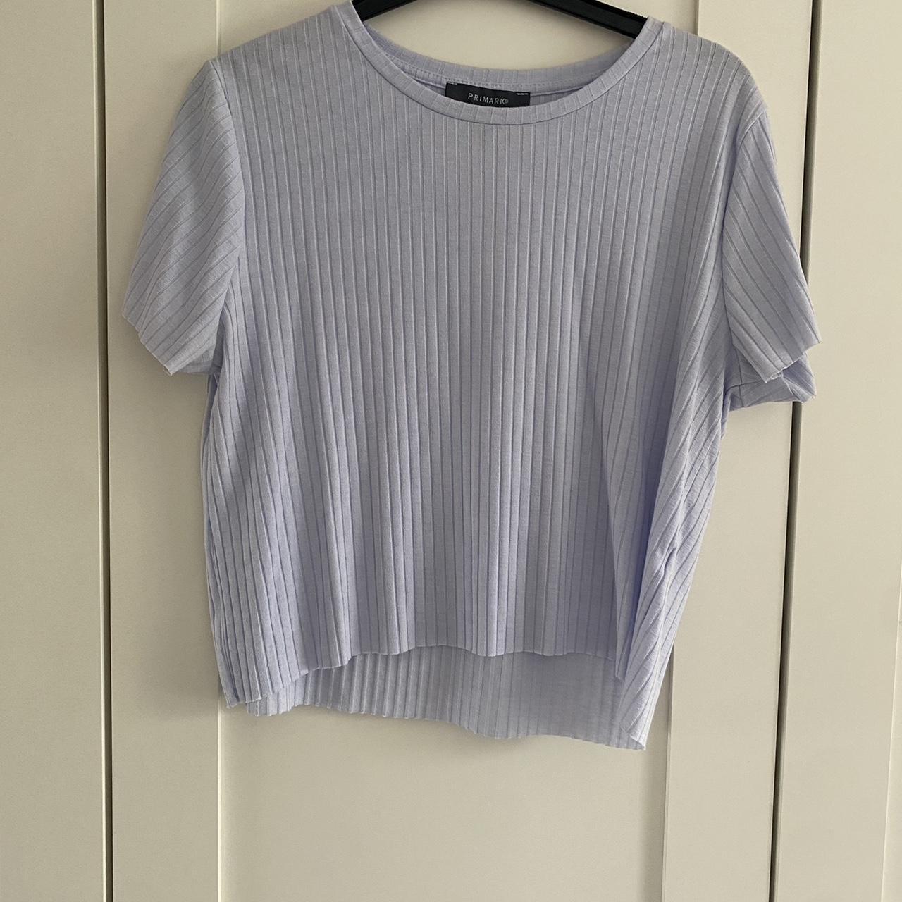 Primark baby blue ribbed t shirt Size 12 - Depop