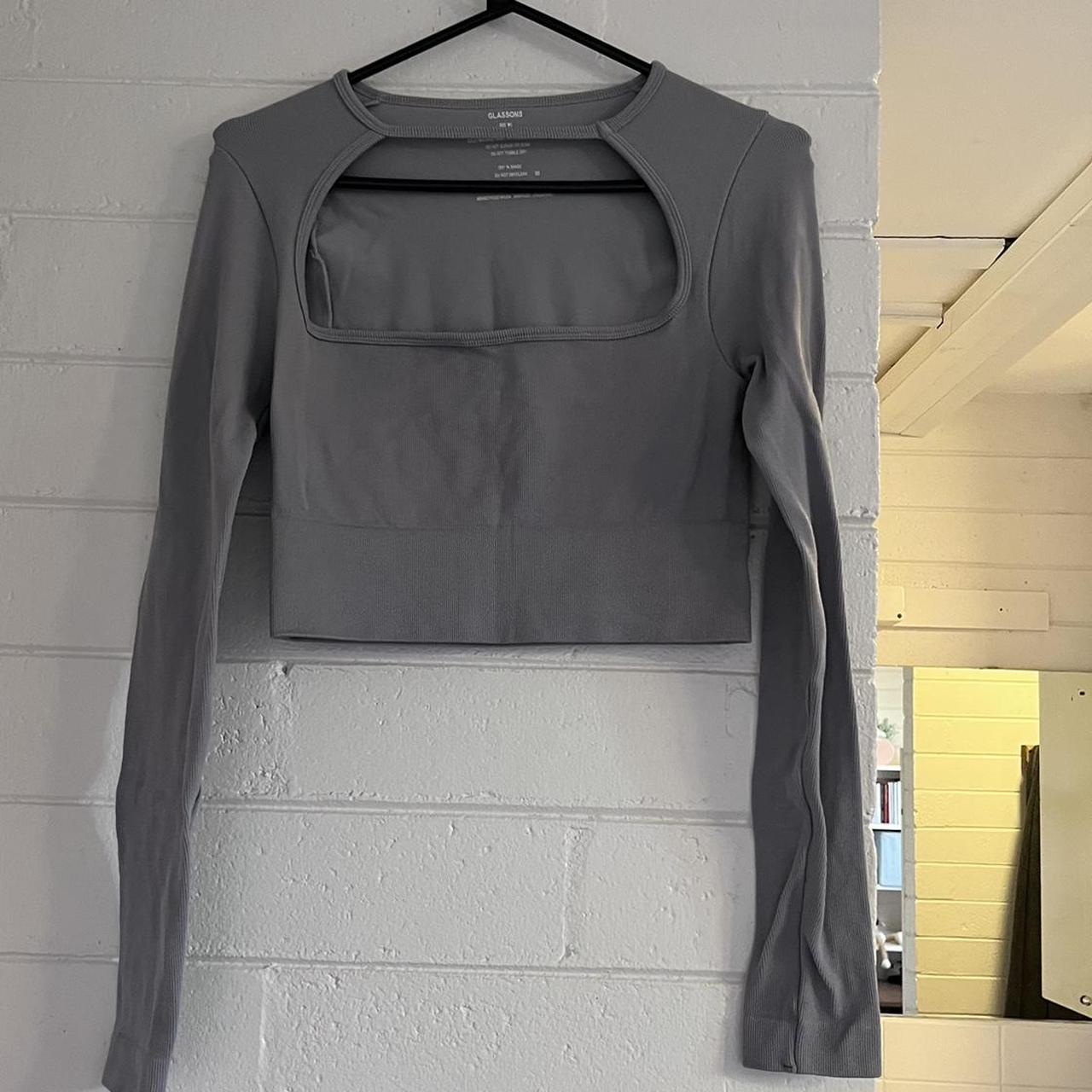 Grey glassons long sleeve with flattering cut out... - Depop