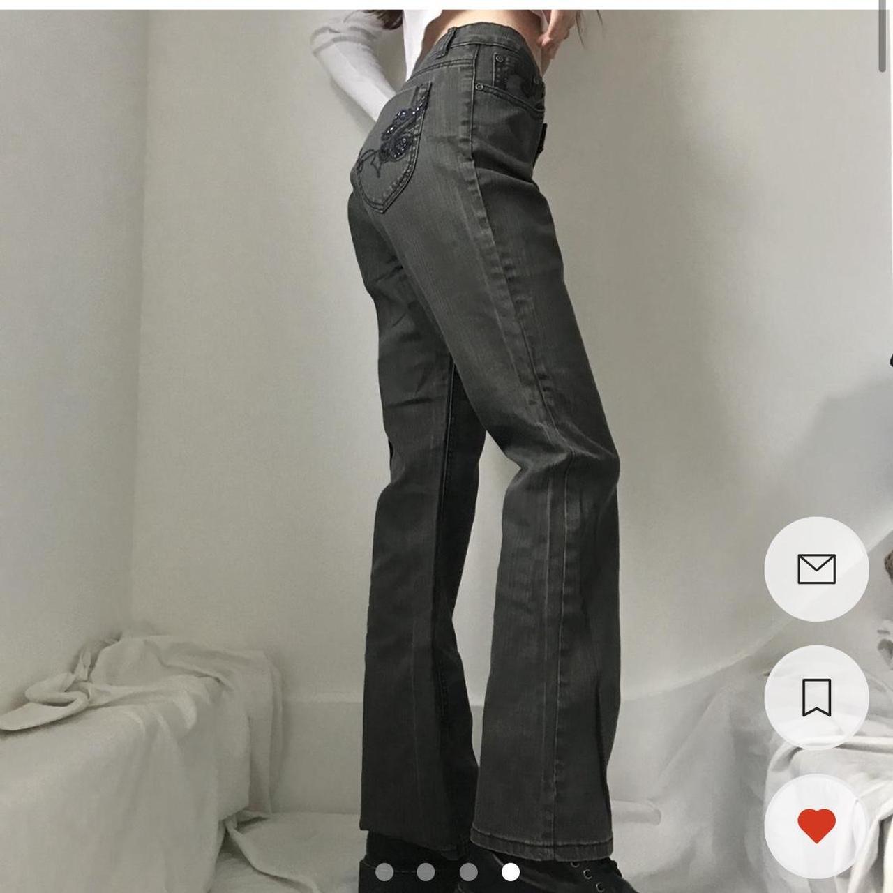 Stunning flared jeans in matte grey with 90s style... - Depop