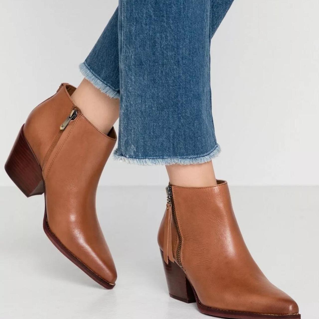 Sam Edelman Brown Leather Whiskey Booties Walden... - Depop