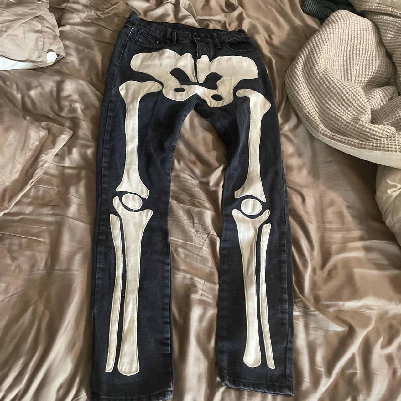 mnml skeleton bone pants size 32x32 Perfect for a... - Depop