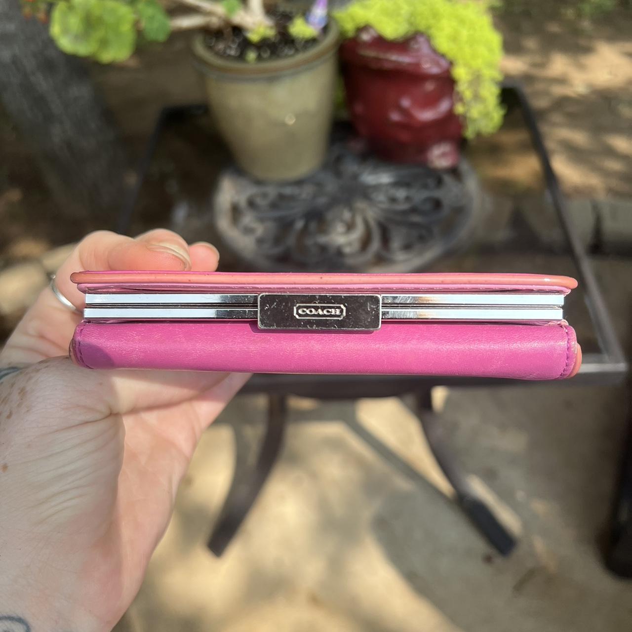 Coach hot pink wallet! Mini wallet with credit card... - Depop