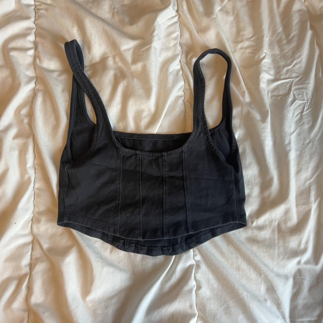 black ribbed crop top from urban outfitters! size... - Depop