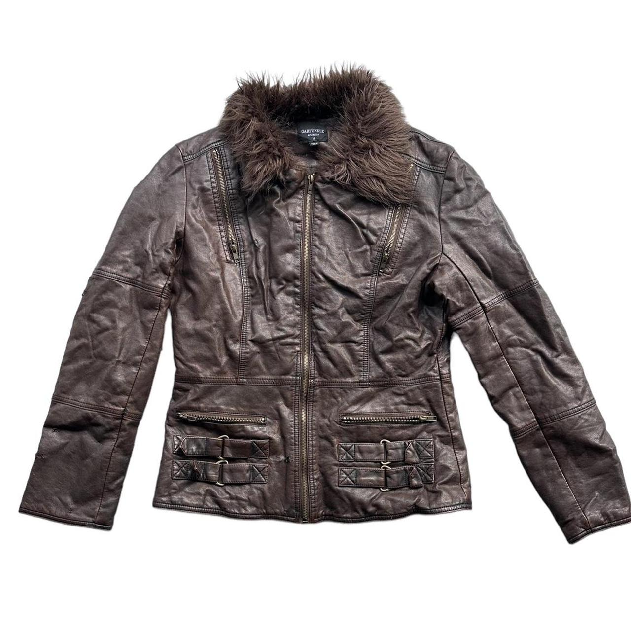 90s - 00s grunge chocolate brown leather jacket... - Depop