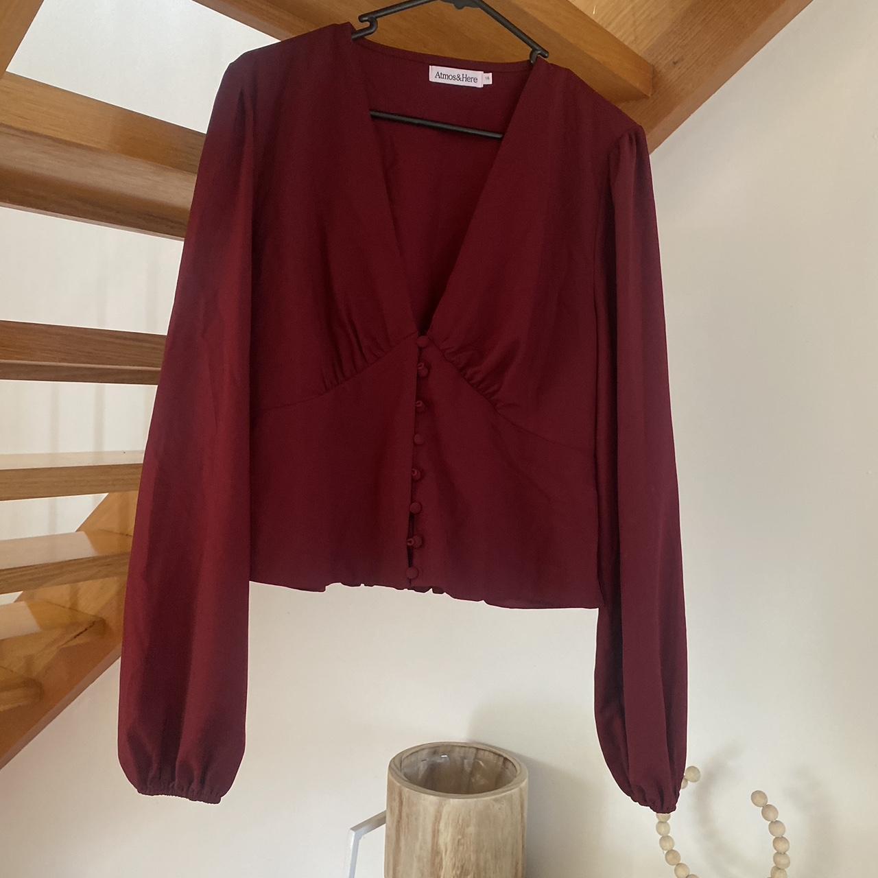 Atmos & here brand, red button up blouse, women’s... - Depop