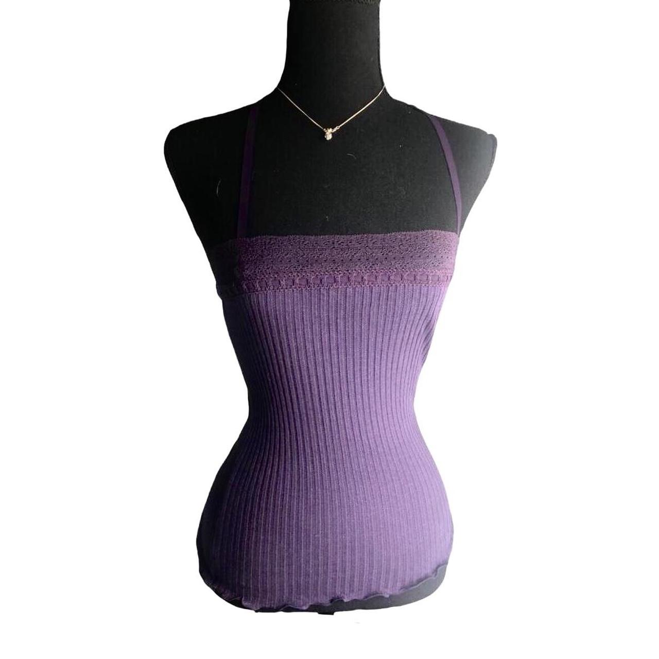 Japanese brand vintage purple lace halter top... - Depop