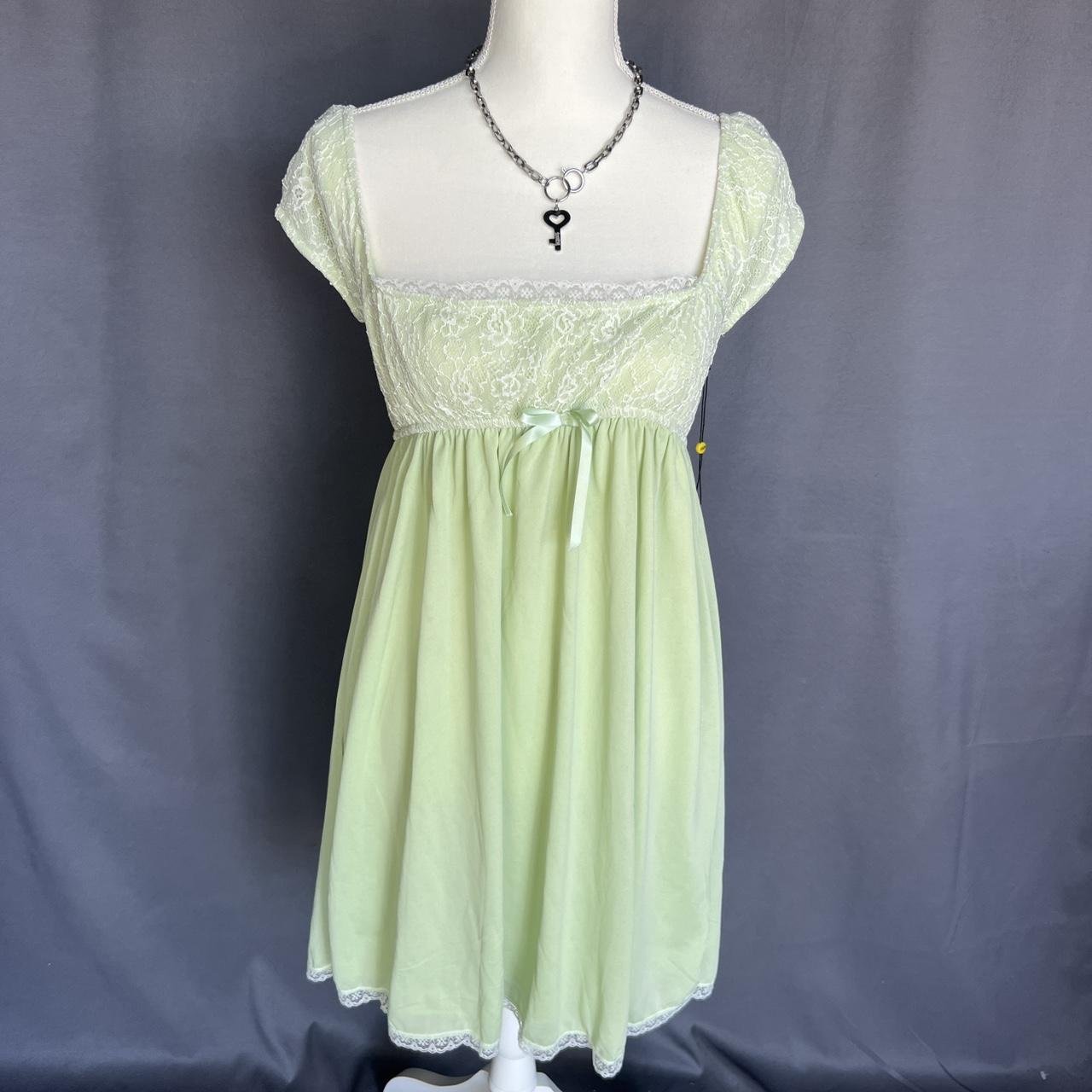 Unif sprite dress Milkmaid green babydoll dress,... - Depop