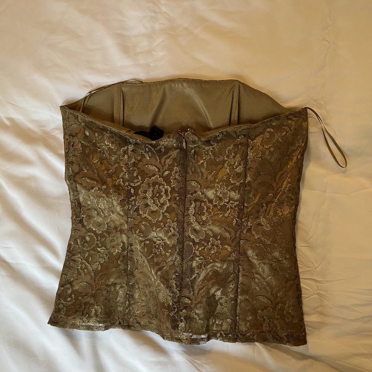 Vintage Express strapless lace corset top. Zips up... - Depop