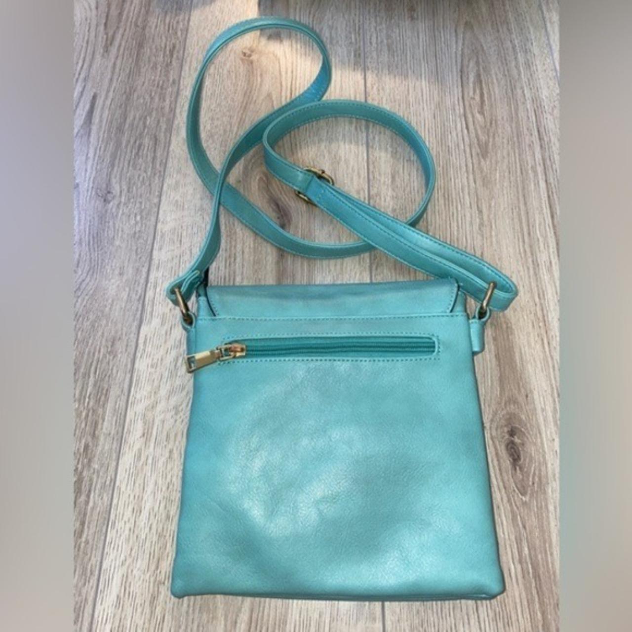 blue gold crossbody purse open to bundles and... - Depop