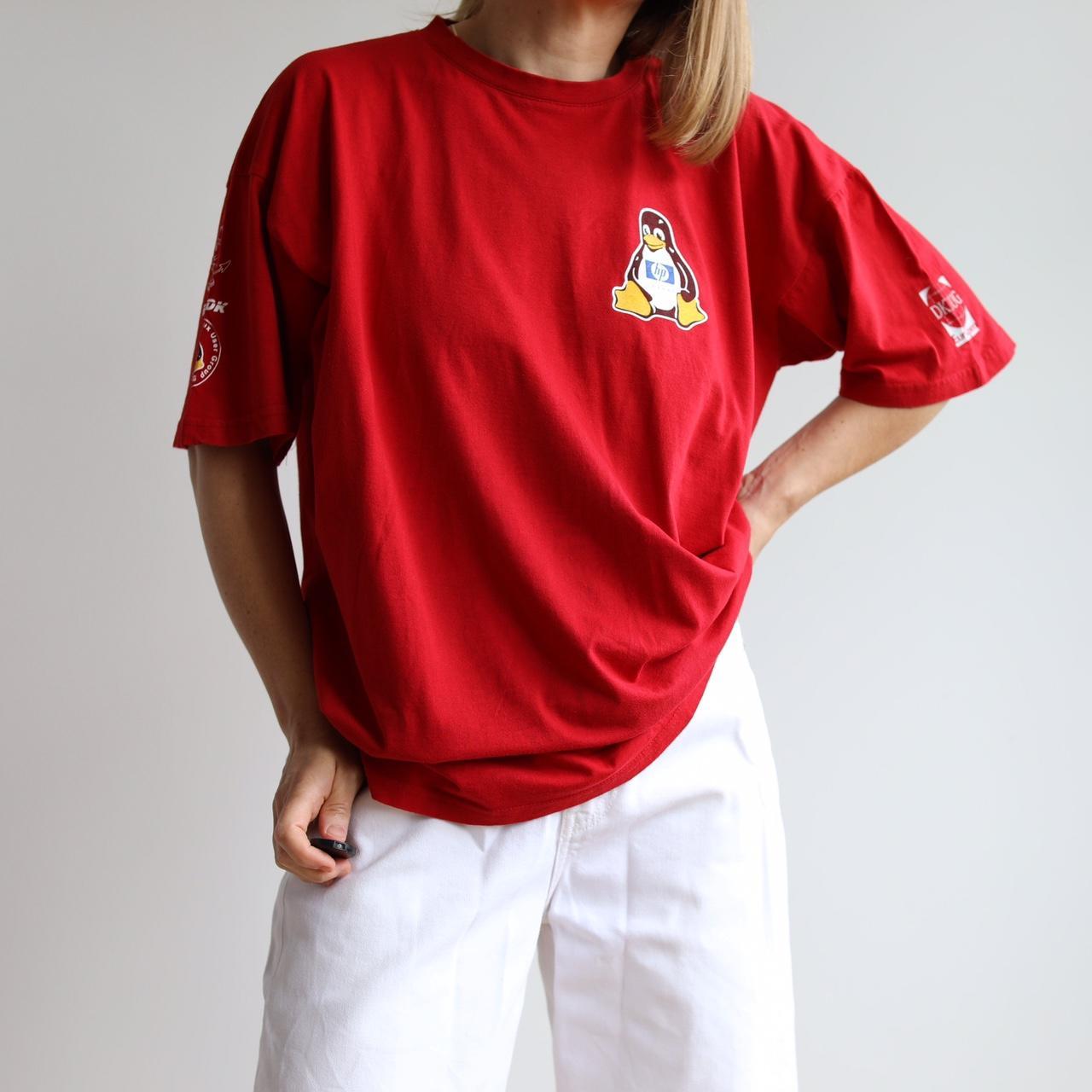 Vintage cotton red graphic T-shirt. Great vintage... - Depop