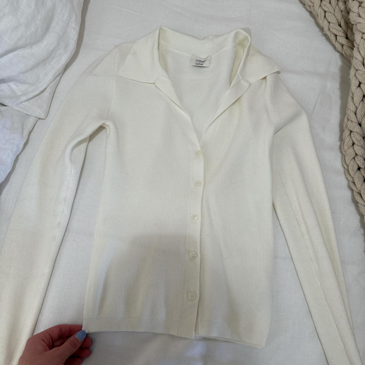 Aritzia Wilfred brand long sleeve ripped sweater top | Depop