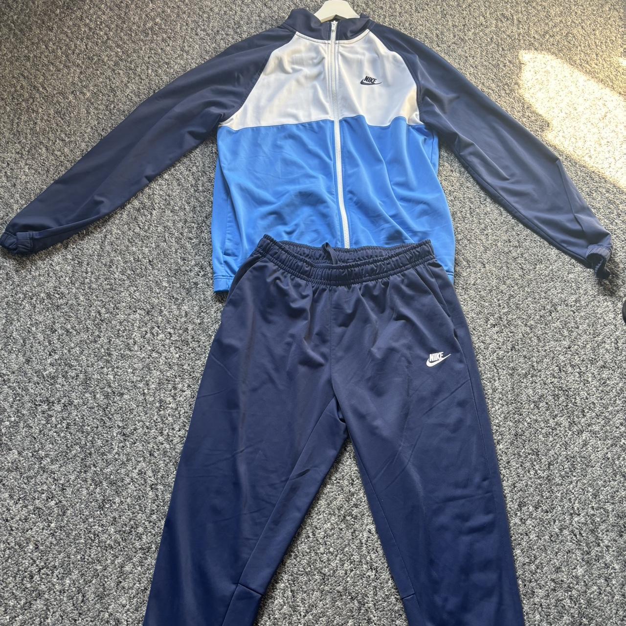 Nike blue and white tracksuit Worn once Message... - Depop