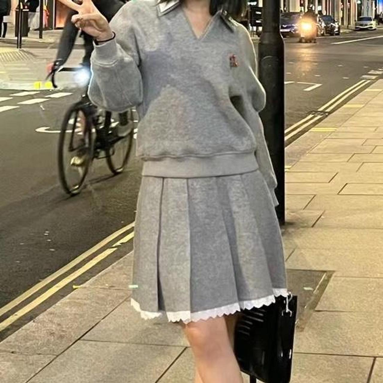 shushu/tong shushutong rare light grey wool a line... - Depop