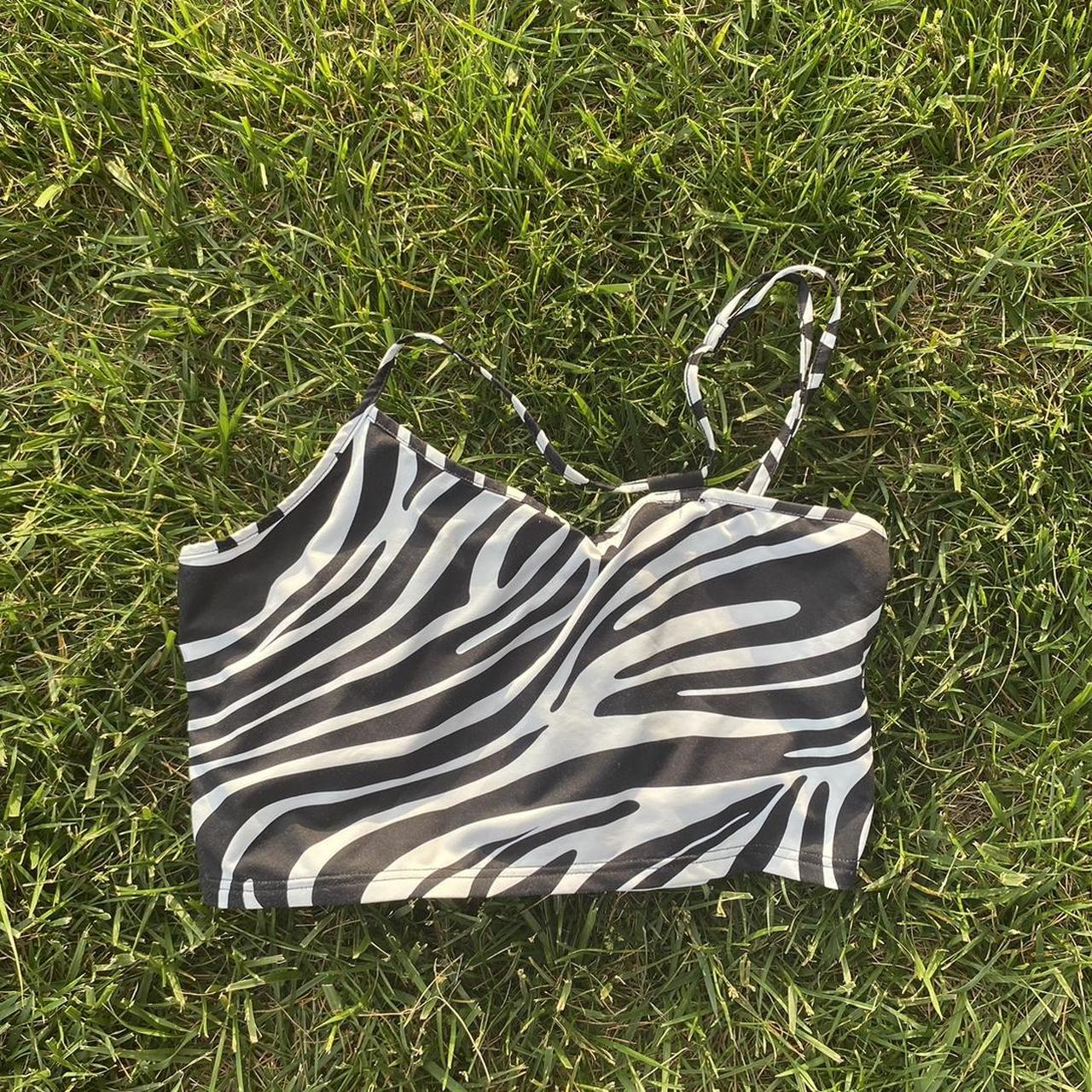 Zebra Crop Top -from shein -most interesting... - Depop