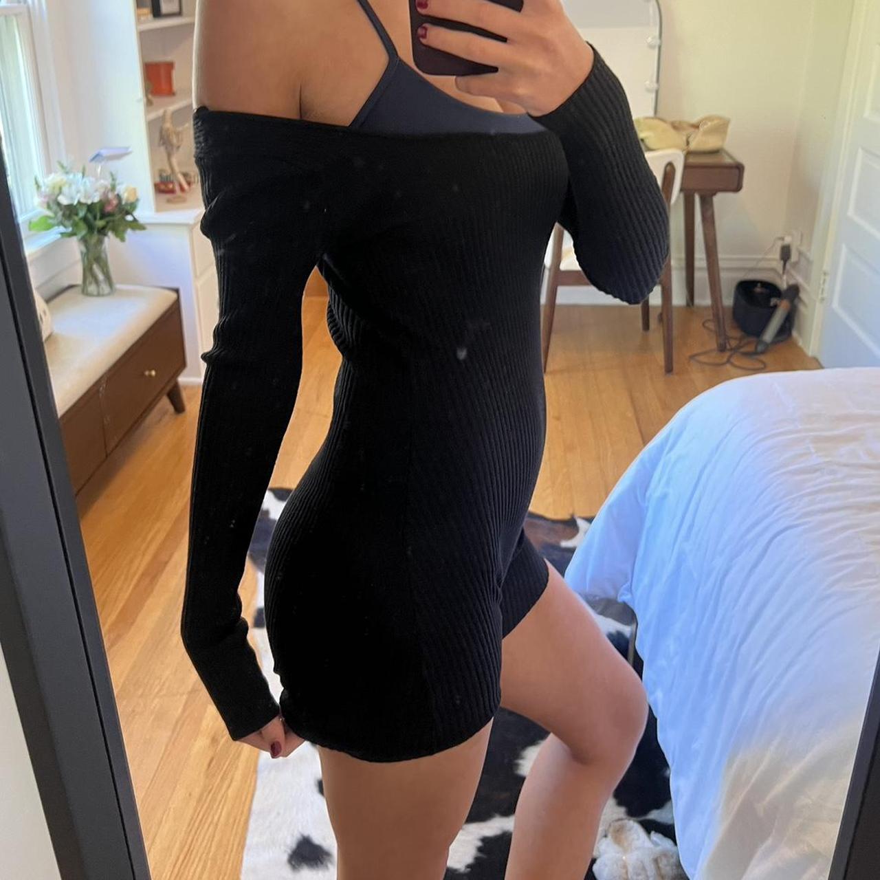 Princess Polly Black ribbed romper with cold... - Depop