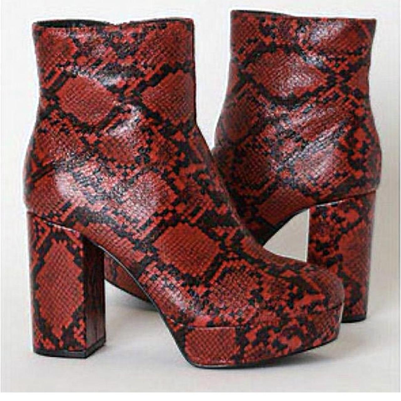 Red and Black Snakeskin print platform boots. They... - Depop
