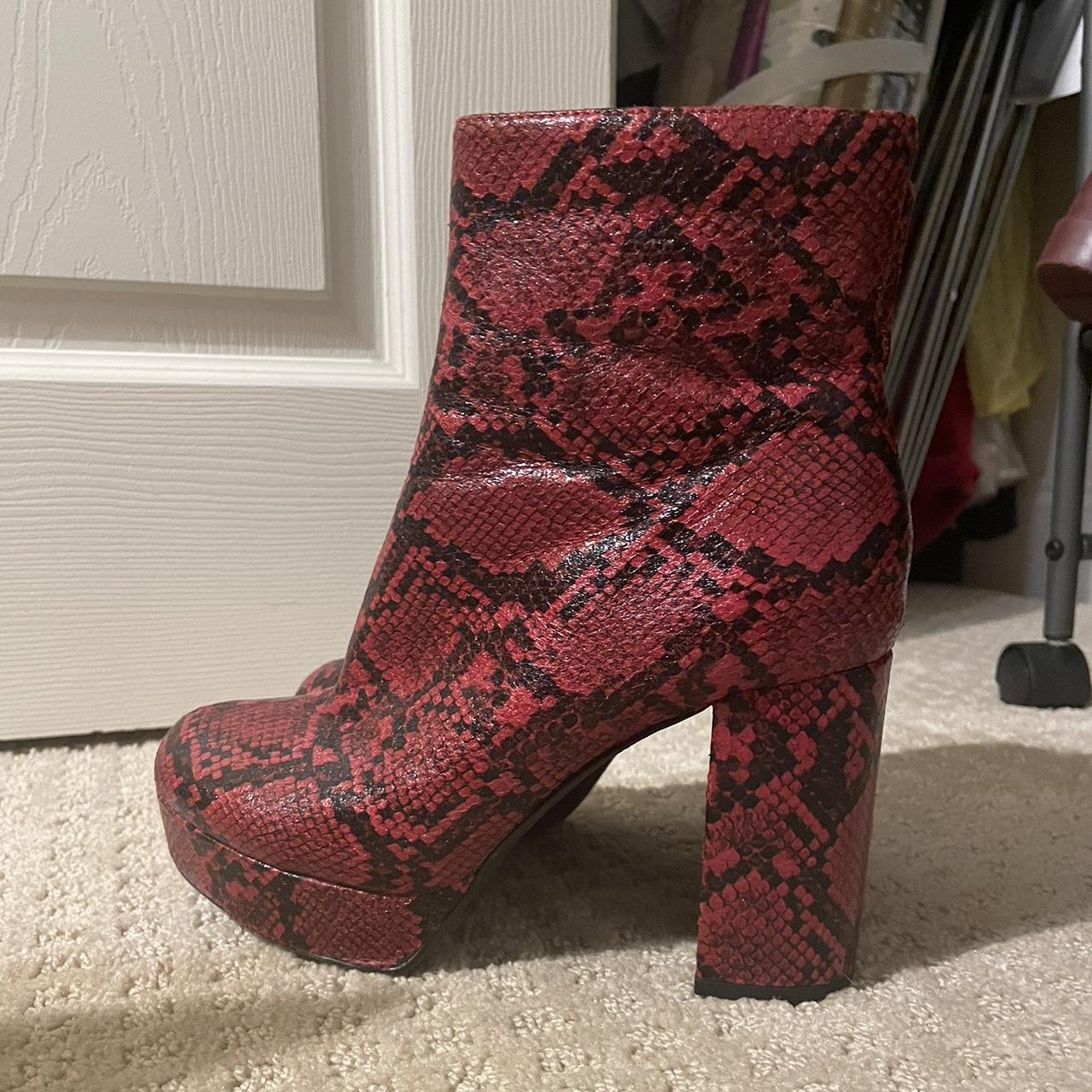 Red and Black Snakeskin print platform boots. They... - Depop