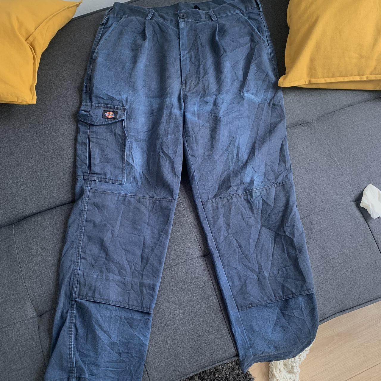 Vintage Navy Blue Dickies Work Cargos Carpenter... - Depop