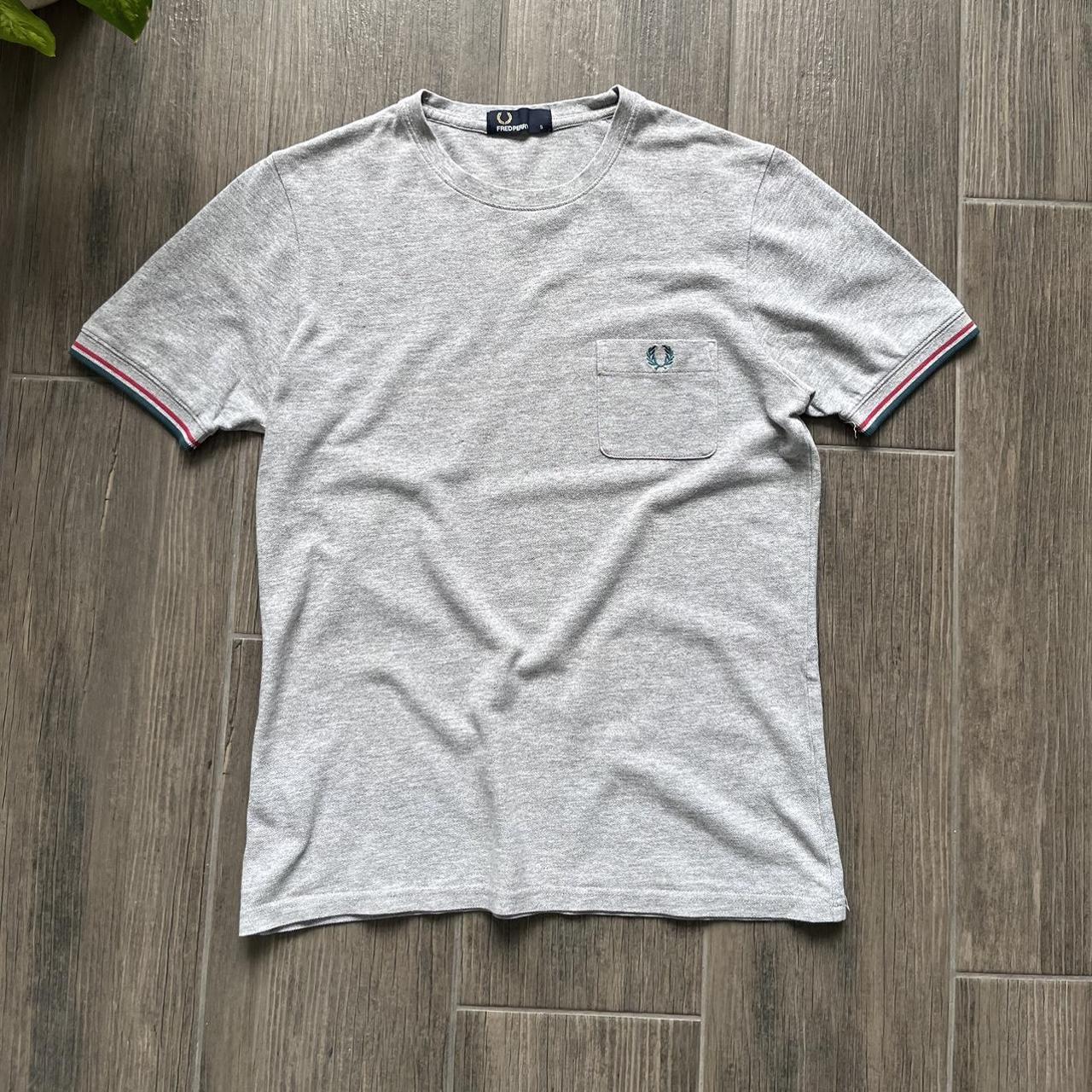 Fred Perry Grey Short Sleeve Cotton Crew Neck... - Depop