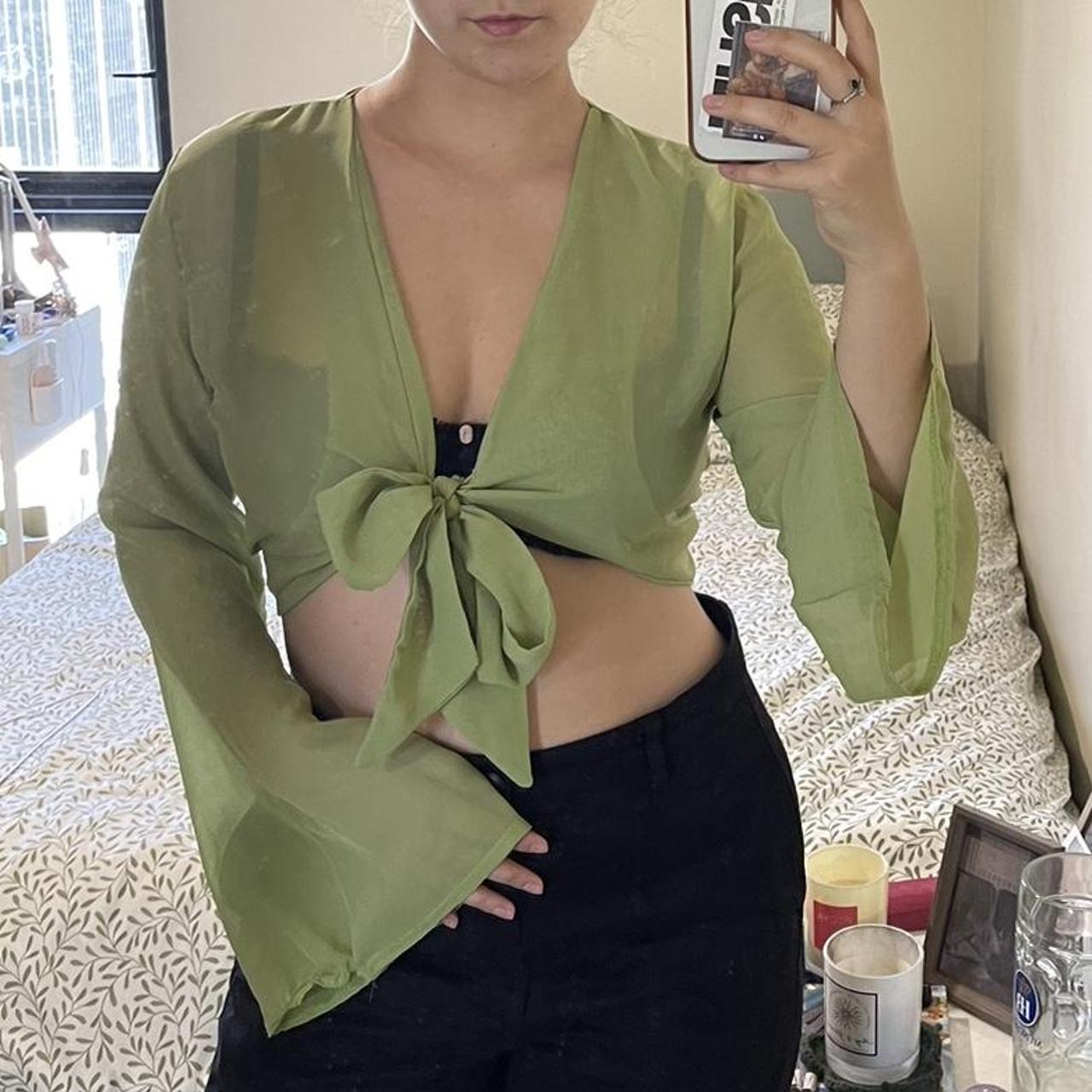 Stunning green sheer long sleeve top from Glassons... - Depop