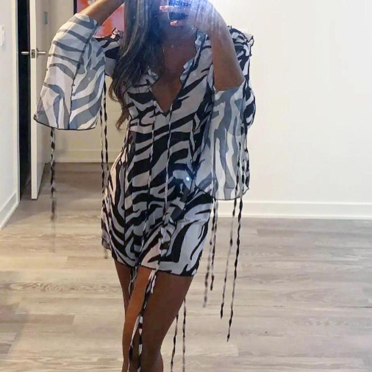Womens Black And White Cover Ups Depop