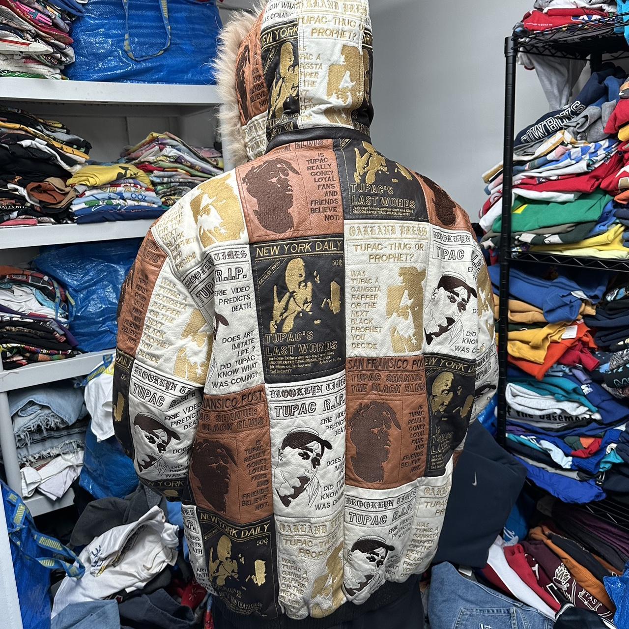 Vintage Tupac Shakur Rap Leather Embroidered Jacket... - Depop