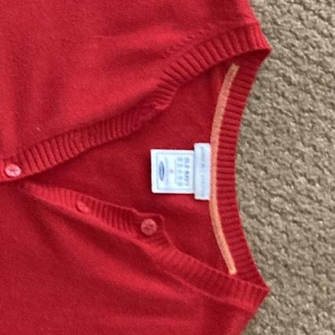 Old navy red cardigan with red flower buttons - Depop