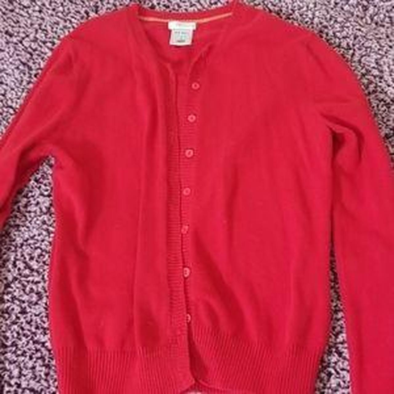 Old navy red cardigan with red flower buttons - Depop