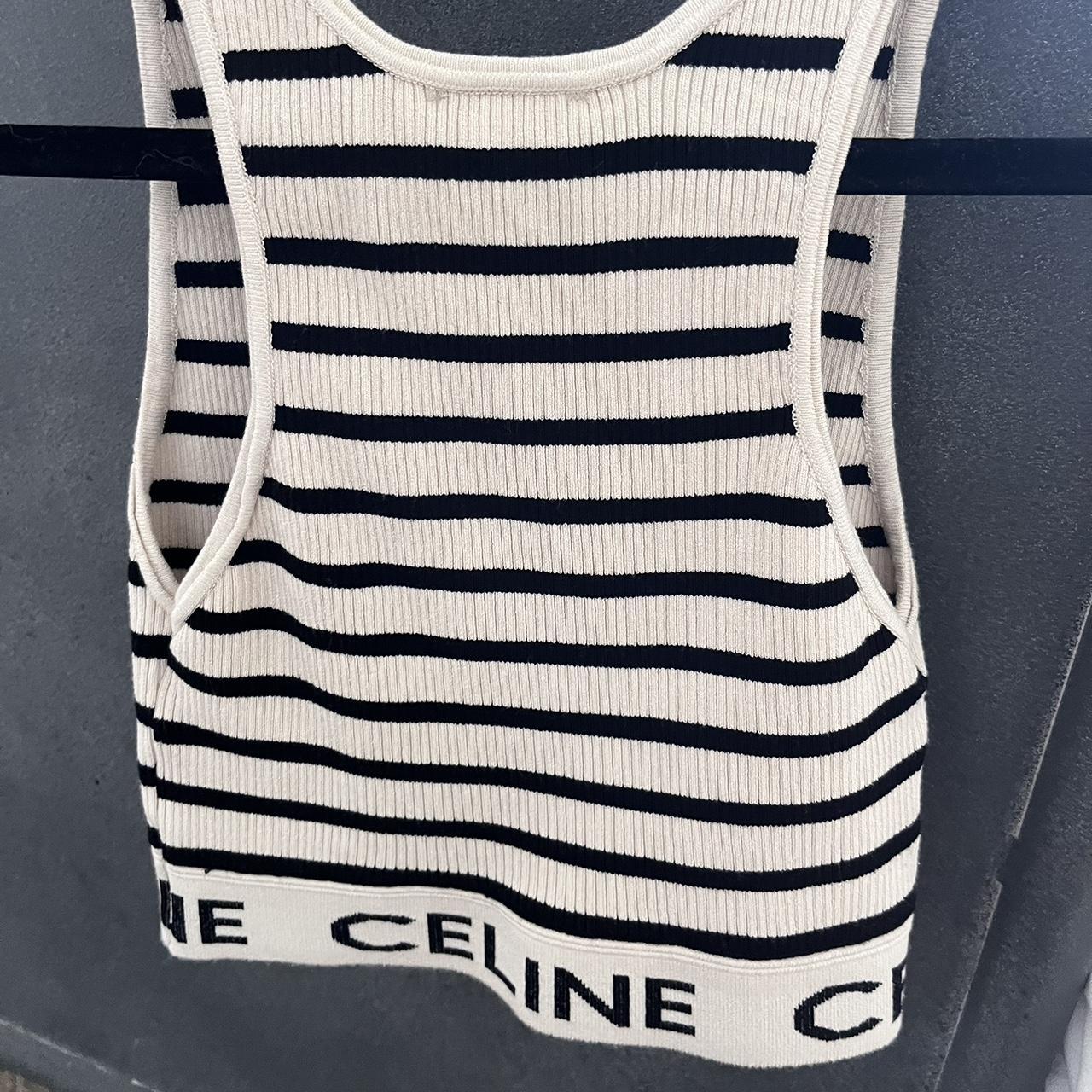 Celine stripe knit bra tank top Cream and black with... - Depop