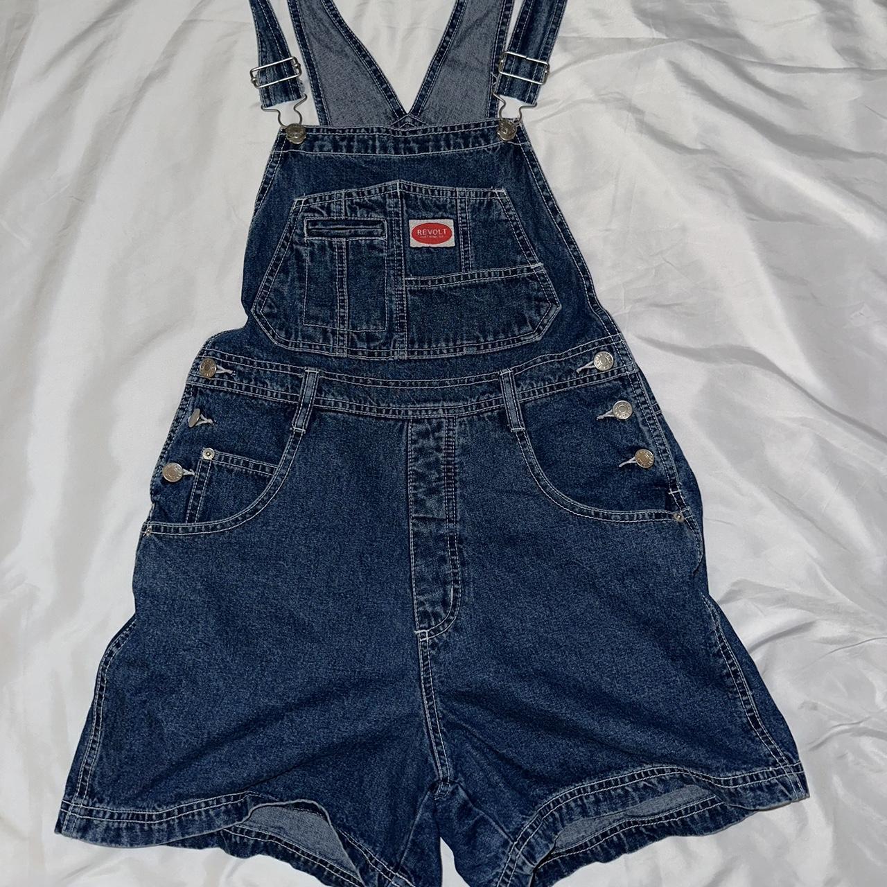 Revolt Denim short overalls Inseam: 4” Waist:... - Depop