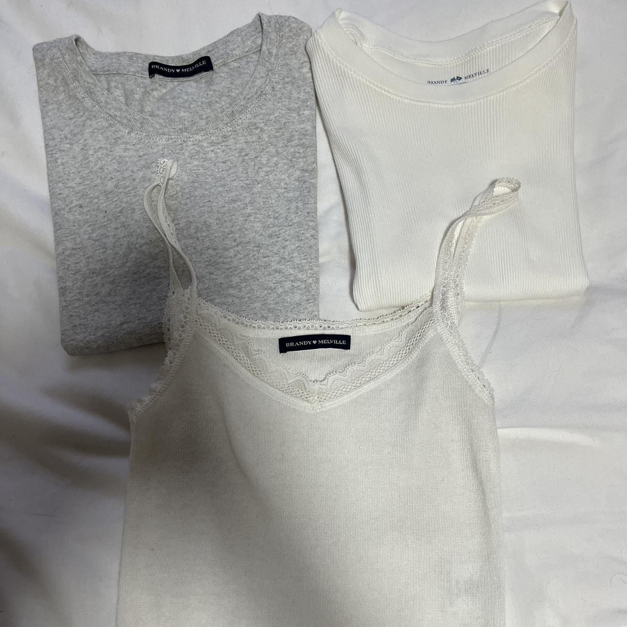 brandy melville basics set white tee is a tight... - Depop
