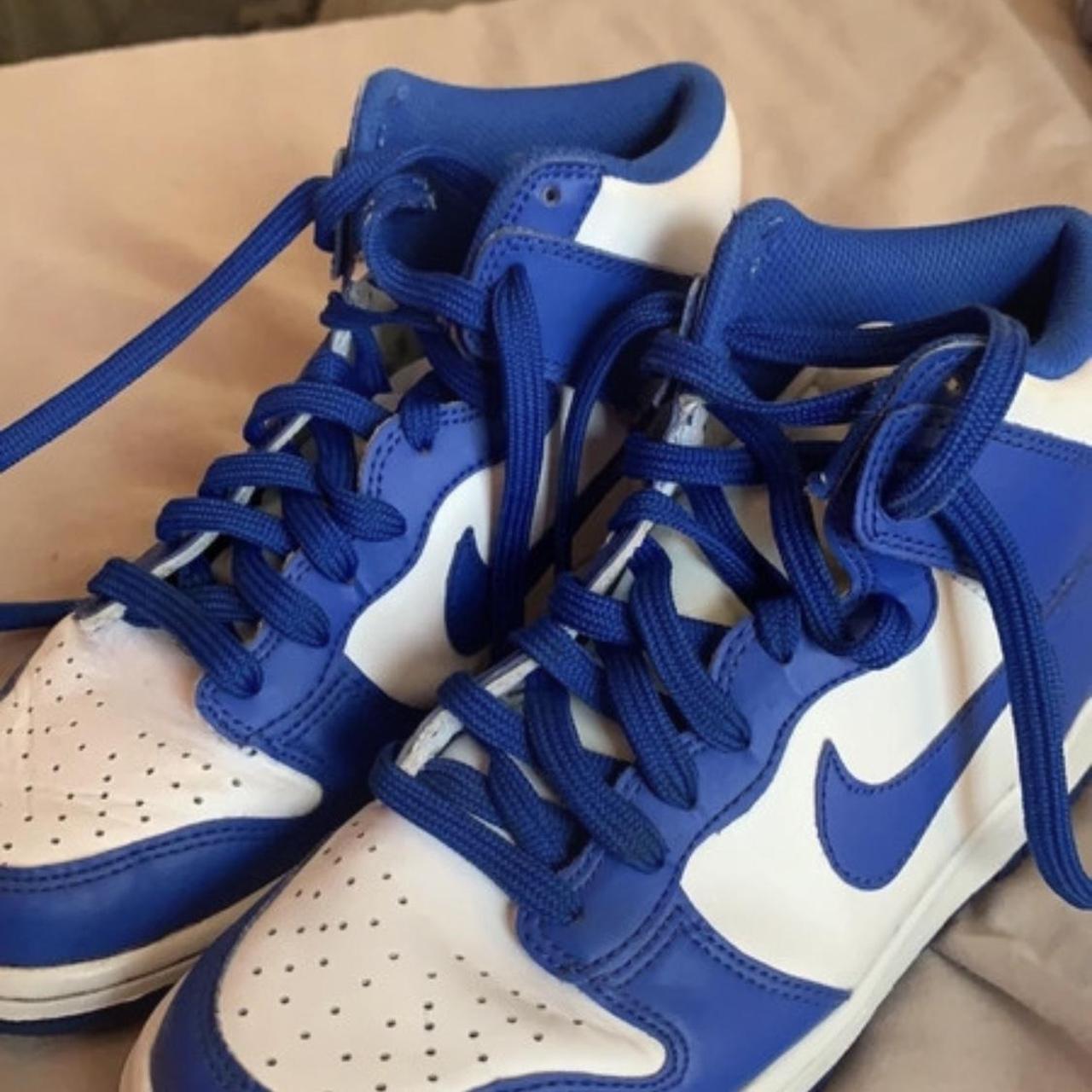 Blue and light mid Nike dunks #Nike #Trainers... - Depop