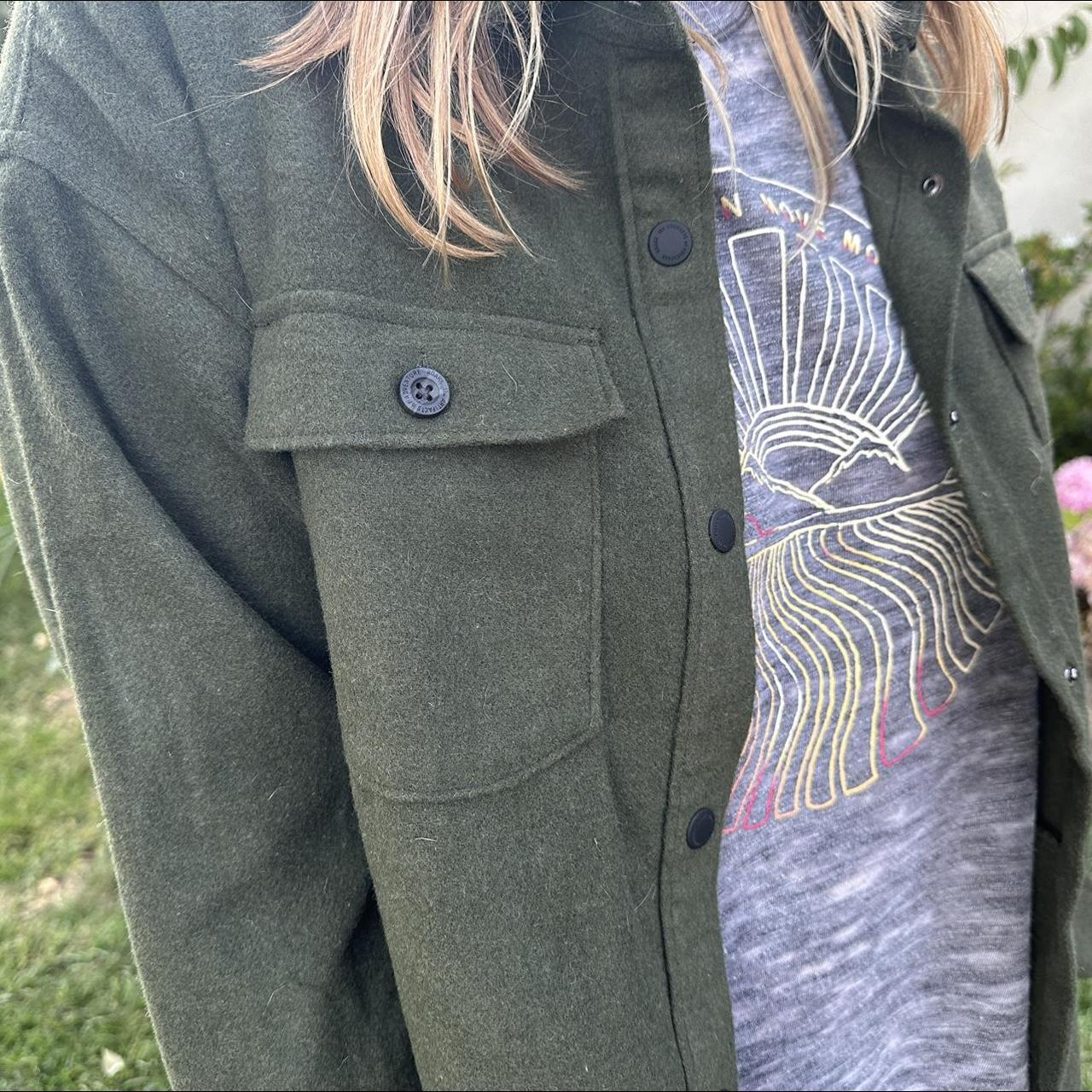 ROARK pine green wool button down amberly style,... - Depop