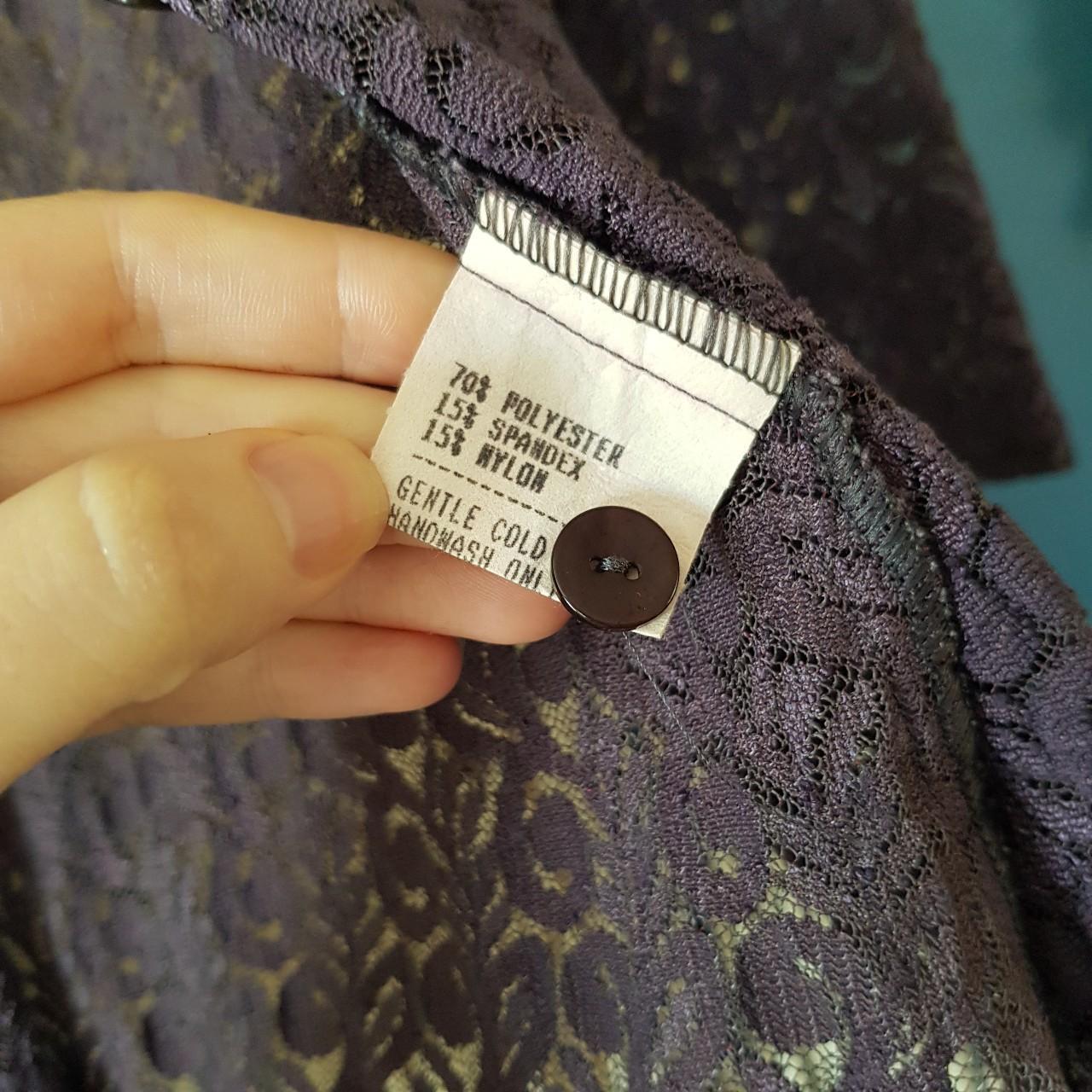 Semi sheer lace dark purple button up cardigan top... - Depop